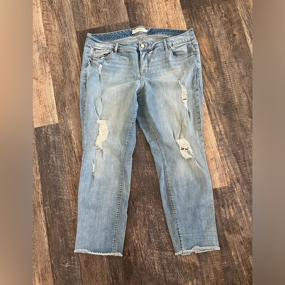 torrid | Jeans | Torrid Blue Distressed Boyfriend Jeans Raw Hem | Poshmark
